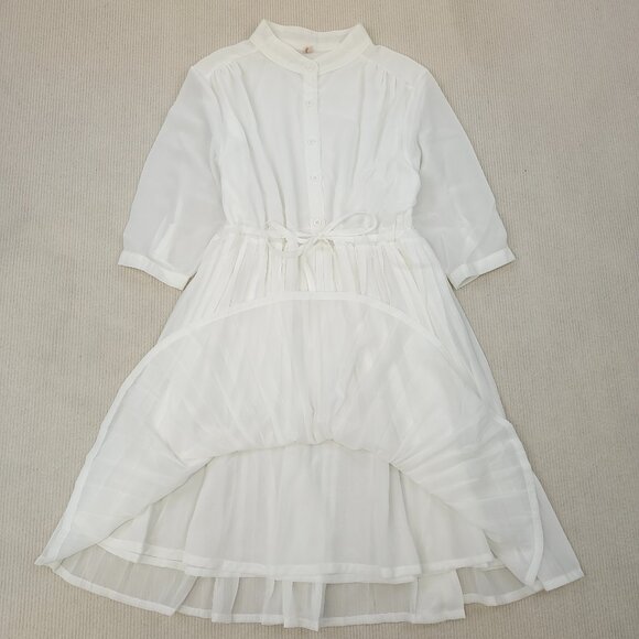 Dresses | Women White Chiffon Half Sleeves Dress | Poshmark